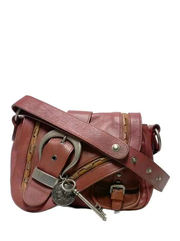 Dior 2006 Gaucho Buckle Leather Shoulder Bag - Red