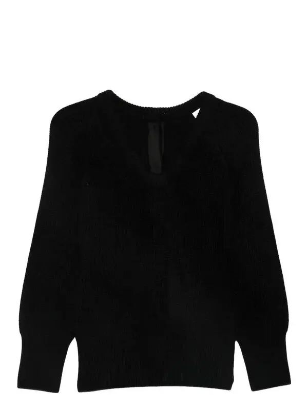 Carven V-neck Long Sleeve Sweater - Black