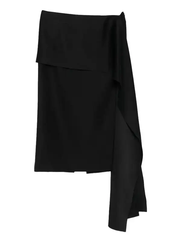 Carven Asymmetric Draped Midi Skirt - Black