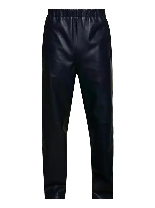 Marni Side-stripe Leather Trousers - Blue