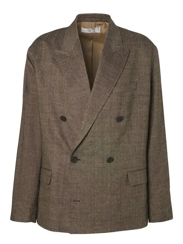Our Legacy Halt Double-breasted Linen, Silk And Cotton Blazer - Brown