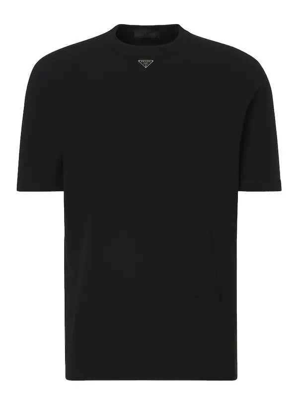 Prada Logo Cotton T-shirt - Black