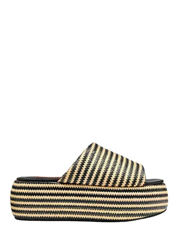 SIMONMILLER Round-toe Striped Platform Sandals - Black