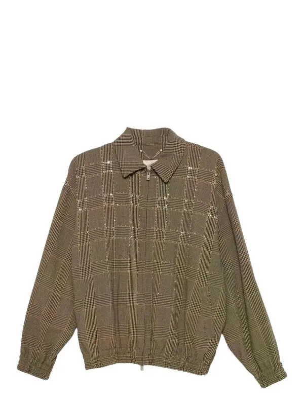 GOLDEN GOOSE Checked Embellished Jacket - Brown