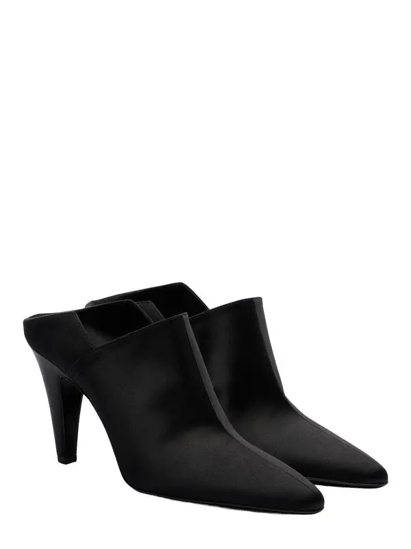 Alaïa Satin Mules - Black