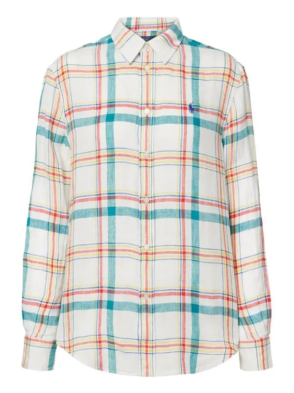 Polo Ralph Lauren Plaid Linen Shirt - White