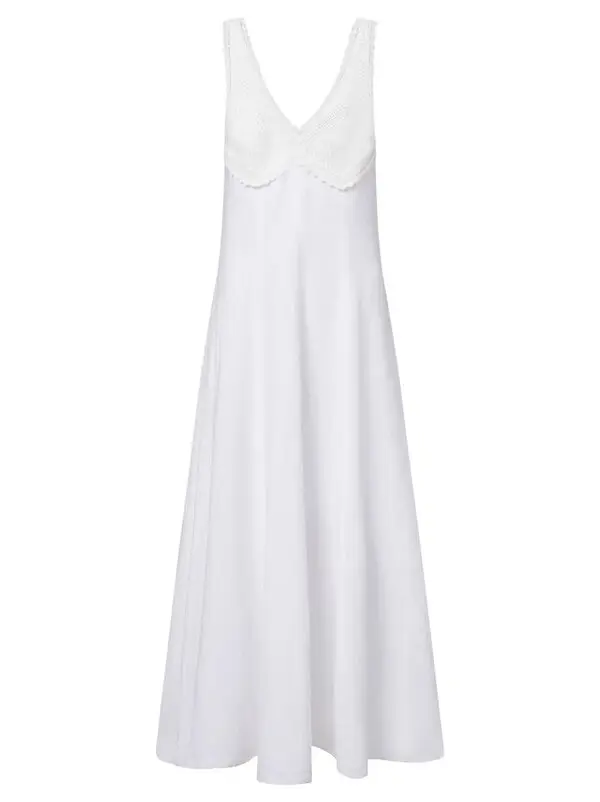 Polo Ralph Lauren Crocheted Linen Midi Dress - White
