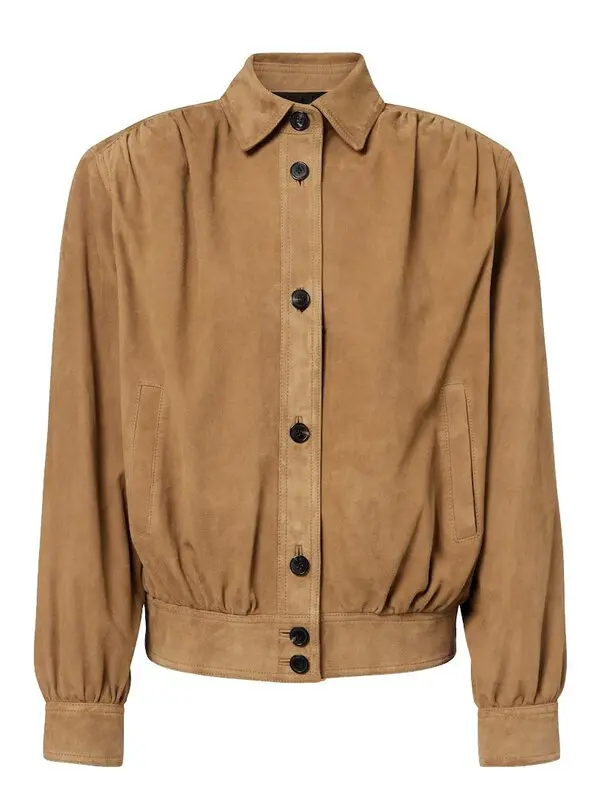 Saint Laurent Gathered Suede Jacket - Beige