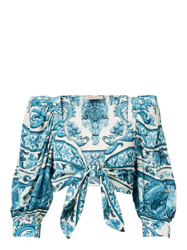 ADRIANA DEGREAS Printed Crop Top - Blue