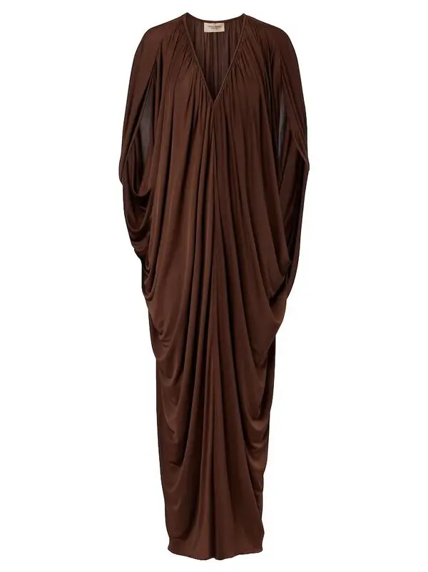 ADRIANA DEGREAS Draped Maxi Dress - Brown