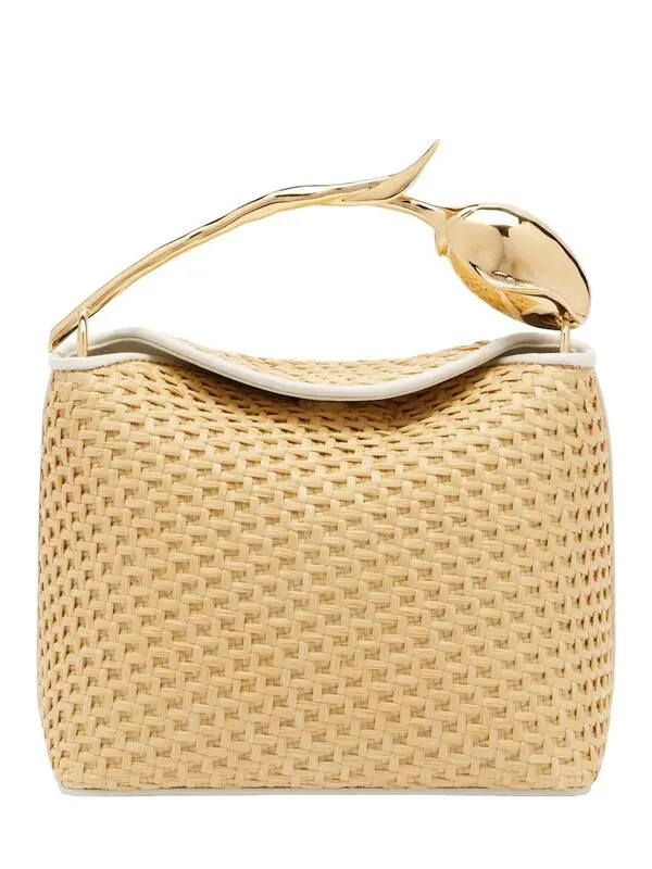 Erdem Bloom Mini Raffia Top-handle Bag - Beige