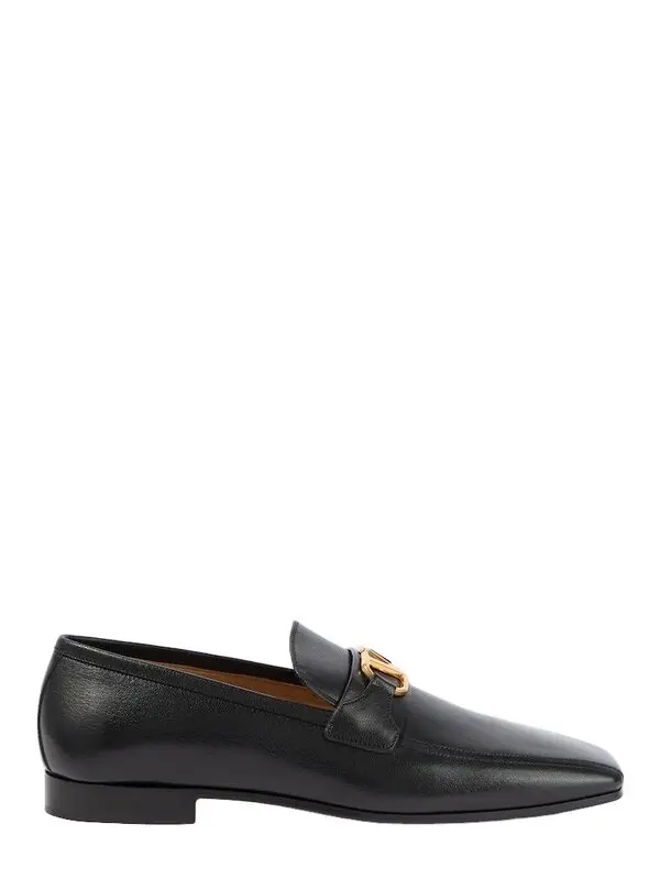 Valentino Garavani Vlogo Leather Loafers - Black