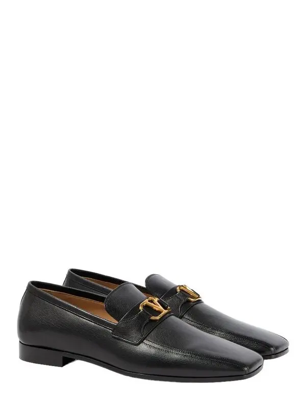 Valentino Garavani Vlogo Leather Loafers - Black