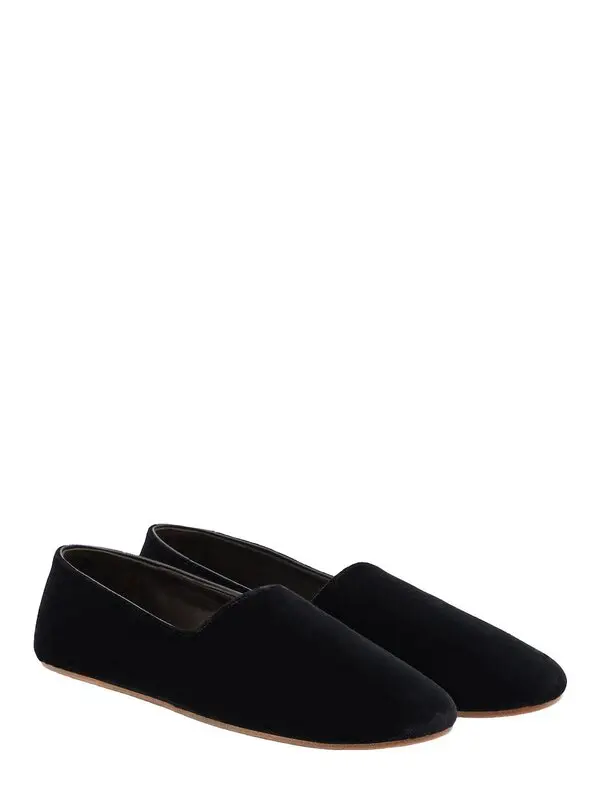 THE ROW Ponti Velvet Slip-on Shoes - Black