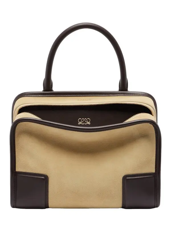 Loewe Leather-trimmed Suede Top-handle Bag - Beige