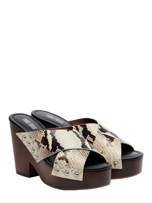 Paris Texas Marisol Snake-effect Platform Sandals - White