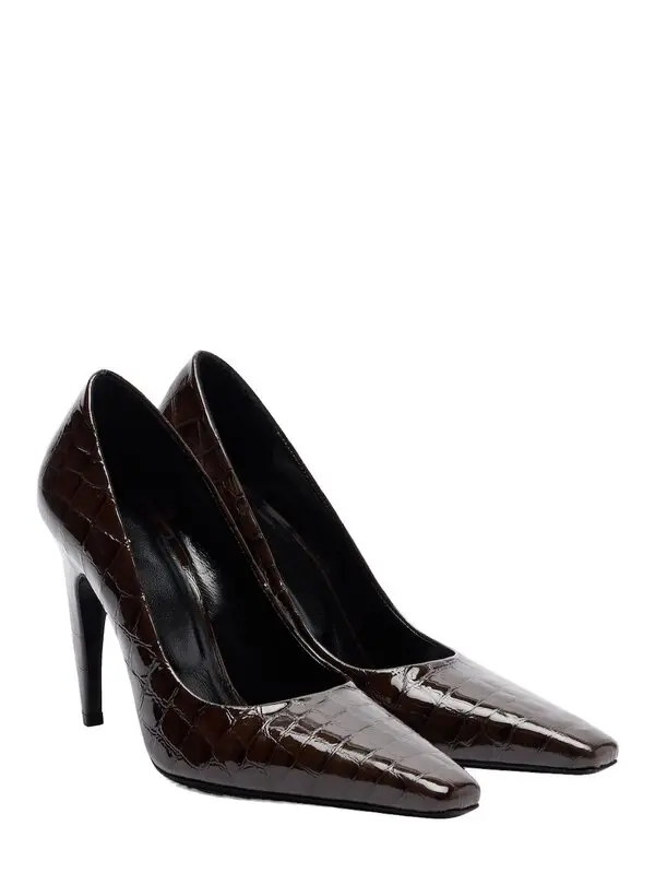 JUDE Fame 105 Croc-embossed Leather Pumps - Brown