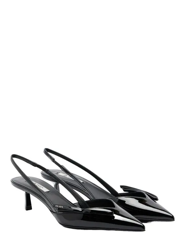 Prada Patent Leather Slingback Pumps - Black