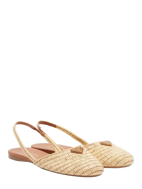 Prada Crochet Slingback Flats - Beige