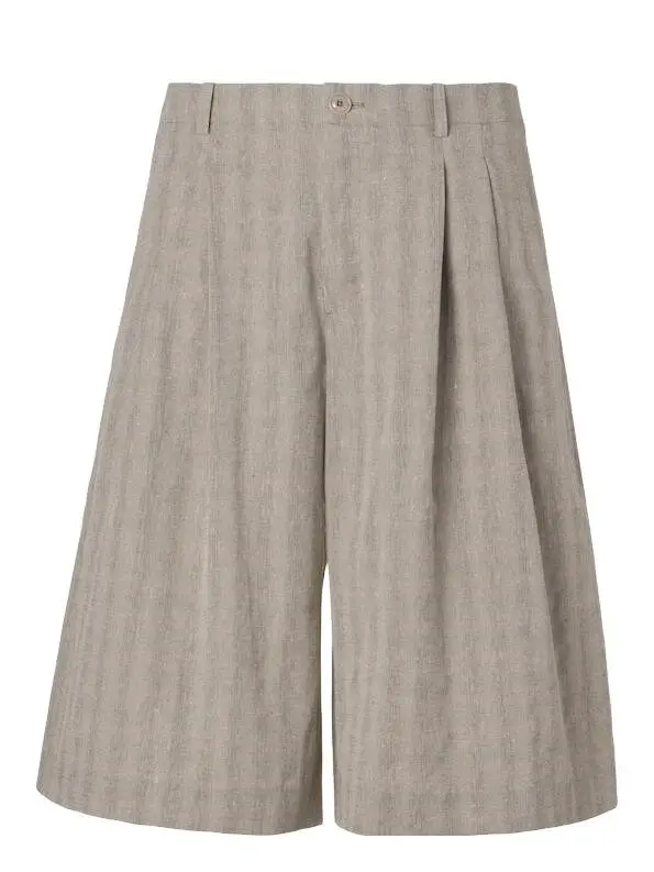 Our Legacy Striped Cotton And Linen-blend Capri Pants - Grey