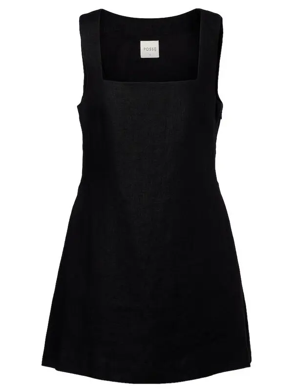 Posse Alice Linen Mini Dress - Black