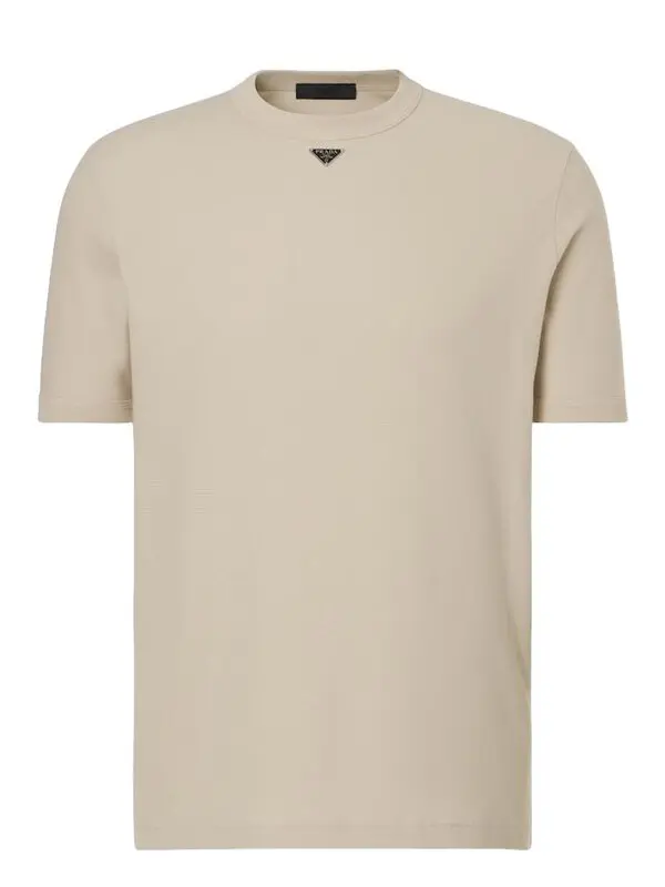 Prada Logo Cotton T-shirt - Beige