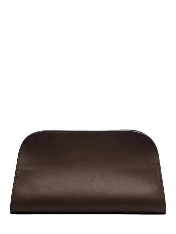 THE ROW Peggy Small Leather Clutch - Brown