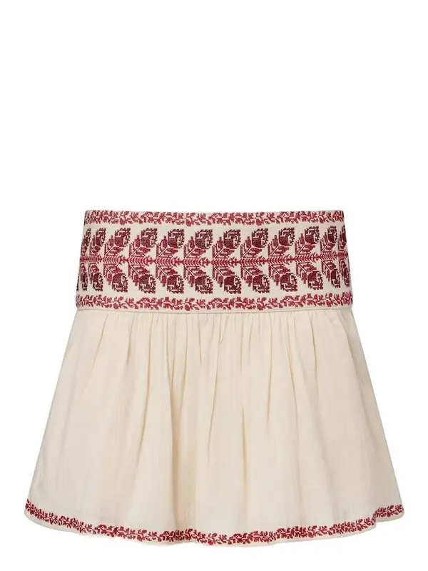 MARANT ETOILE Picadilia Embroidered Cotton Miniskirt - Beige