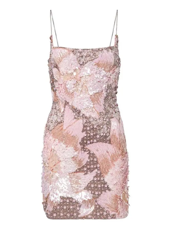 LA FUORI Là Fuori Embellished Floral Minidress - Pink