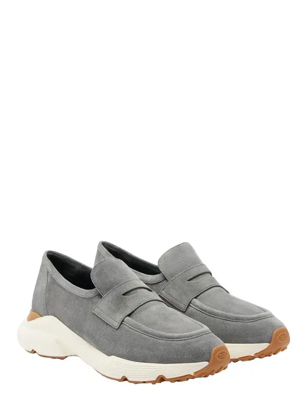 TOD'S Suede Penny Loafers - Grey