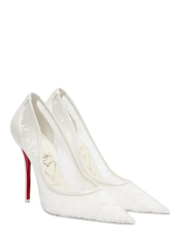 CHRISTIAN LOUBOUTIN Miss Z Floral Leather-trimmed Pumps - White