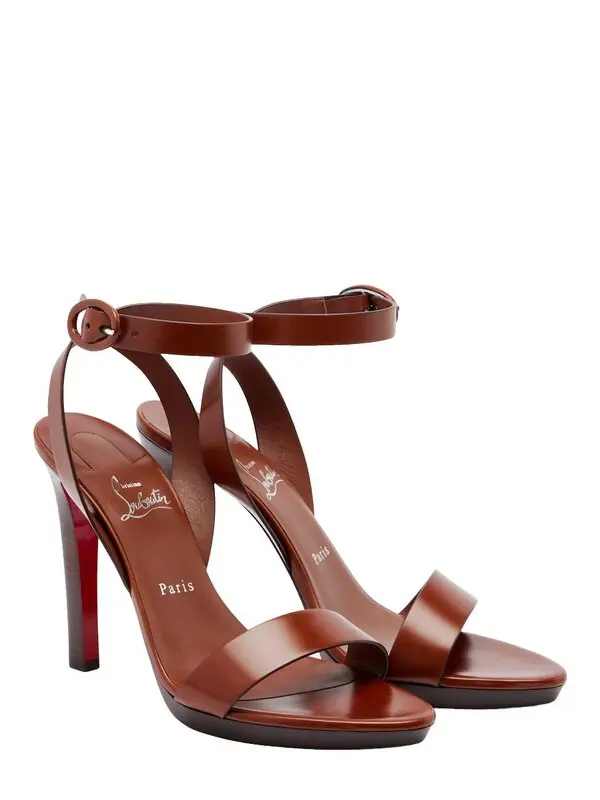 CHRISTIAN LOUBOUTIN Fanny Leather Slingback Sandals - Brown