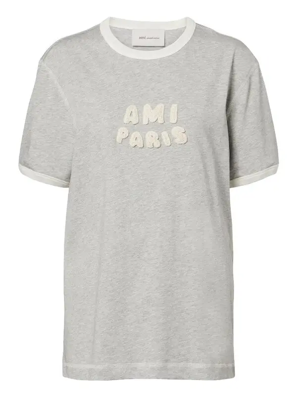 Ami Logo Cotton Jersey T-shirt - Grey