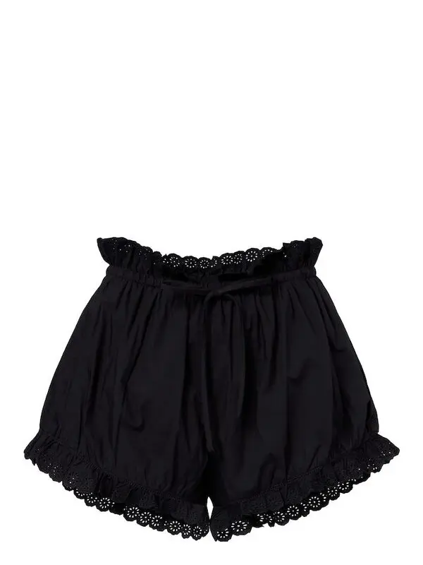 Posse Ezra Broderie Anglaise Cotton Shorts - Black