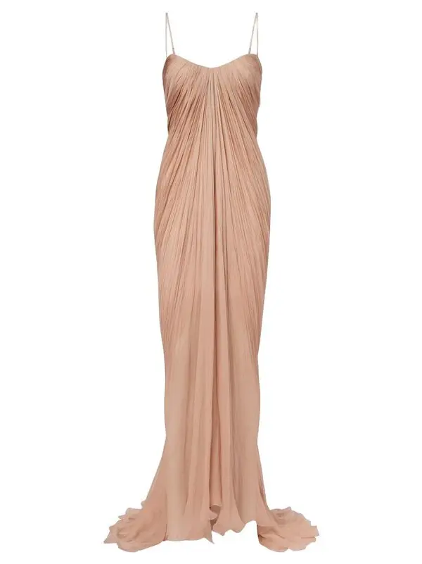 MARIA LUCIA HOHAN Victoria Draped Silk Bustier Gown - Pink