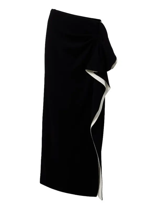 Proenza Schouler Cella Ruffled Crêpe Maxi Skirt - Black