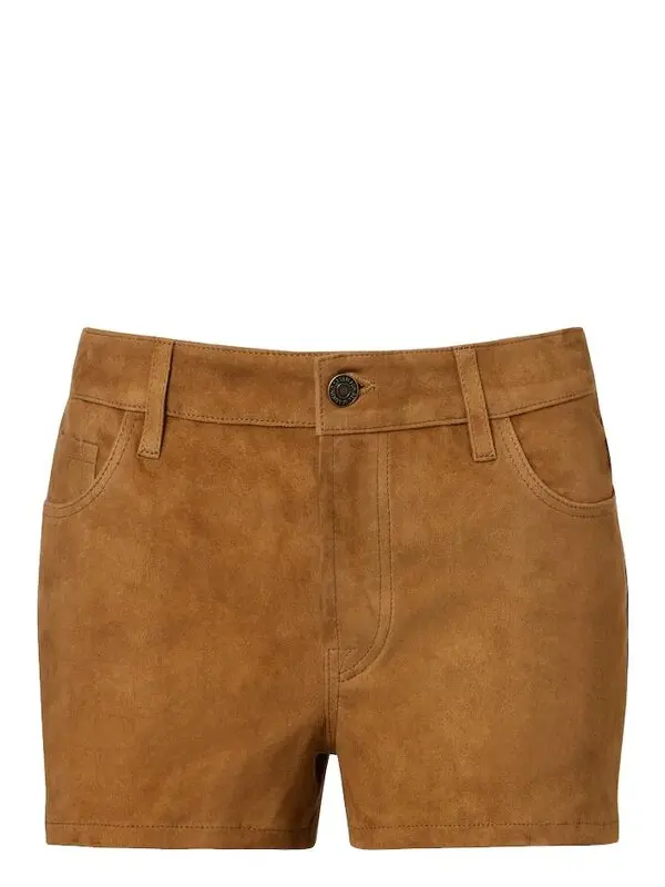 7 For All Mankind Suede Leather Shorts - Brown
