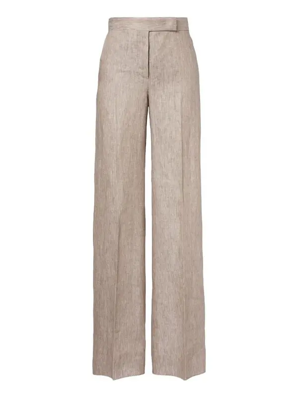 Max Mara Deserto Herringbone Linen Wide-leg Pants - Beige