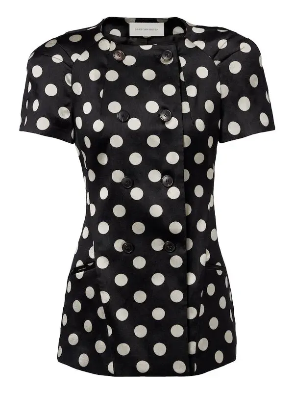 Dries Van Noten Polka-dot Double-breasted Blazer - Black