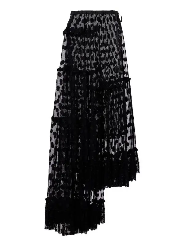 Dries Van Noten Polka-dot Asymmetric Maxi Skirt - Black