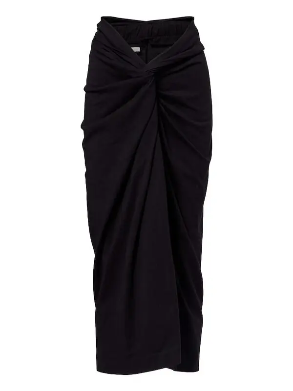 Dries Van Noten Gathered Cotton Midi Skirt - Black