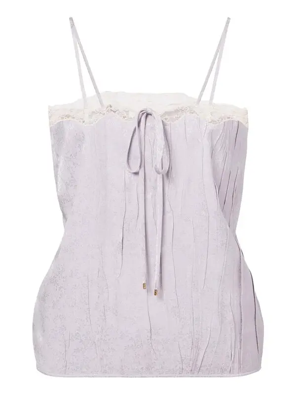 Chloé Lace-trimmed Silk Top - Grey