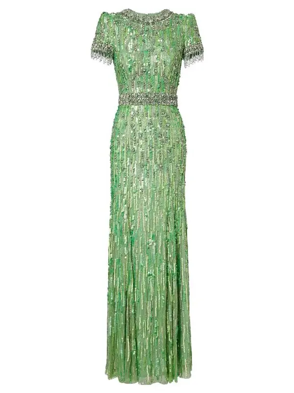 Jenny Packham Roxy Embellished Gown - Green