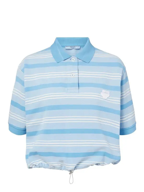 Prada Striped Cotton Piqué Polo Shirt - Blue