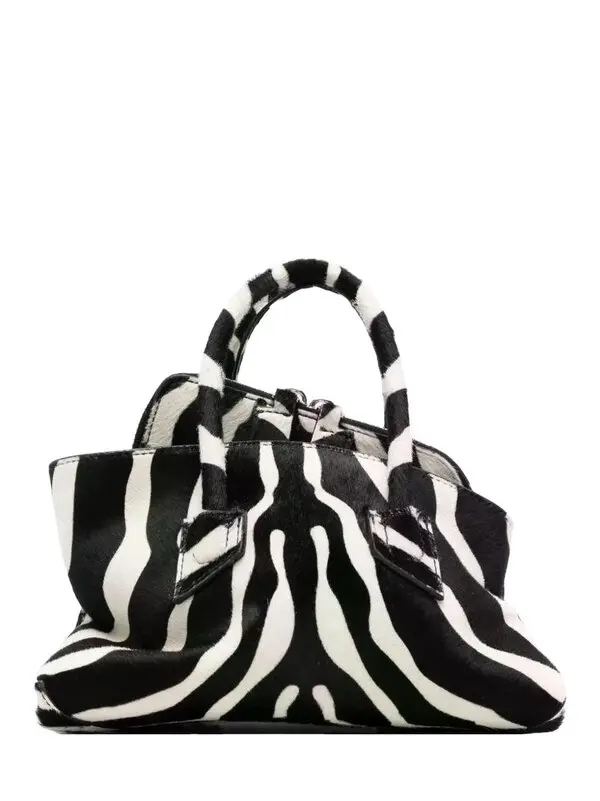 Attico Mini La Passeggiata Zebra-pattern Tote Bag - Black