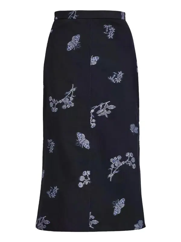 Erdem Floral Print Pencil Midi Skirt - Blue