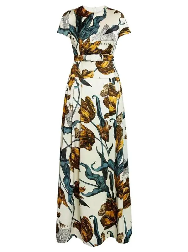 Erdem Floral Print Maxi Dress - Neutrals