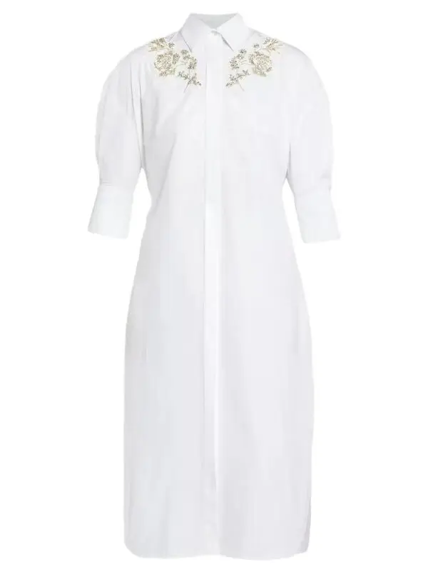 Erdem Embellished Shirt Dress - White