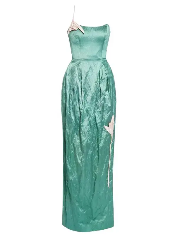Erdem Tulip-embroidered Gown - Green