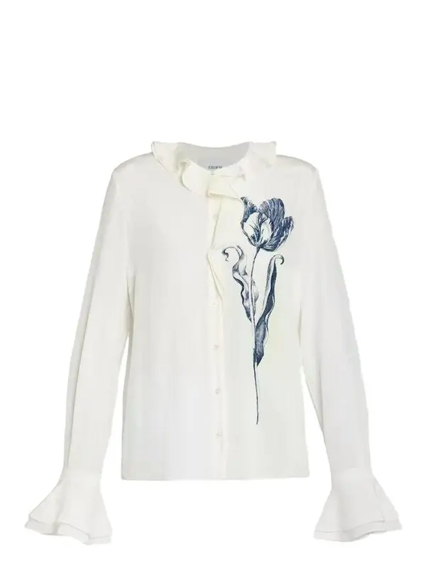 Erdem Floral Print Ruffled Shirt - Neutrals
